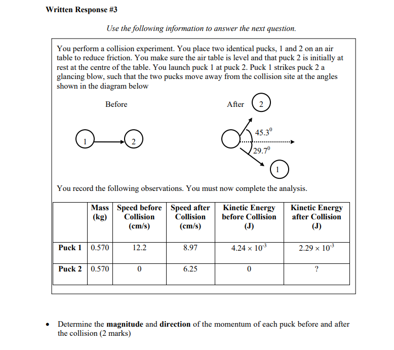 Solved Written Response #3Use the following information to | Chegg.com