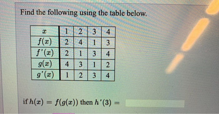 Solved Find the following using the table below. 1 2 3 4 | | Chegg.com