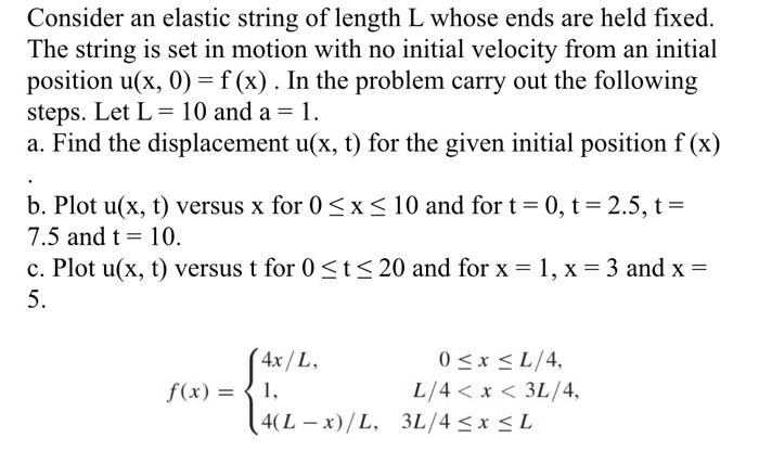 Solved Consider an elastic string of length L whose ends are | Chegg.com