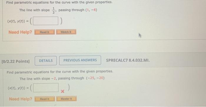 Solved Find parametric equations for the curve with the | Chegg.com