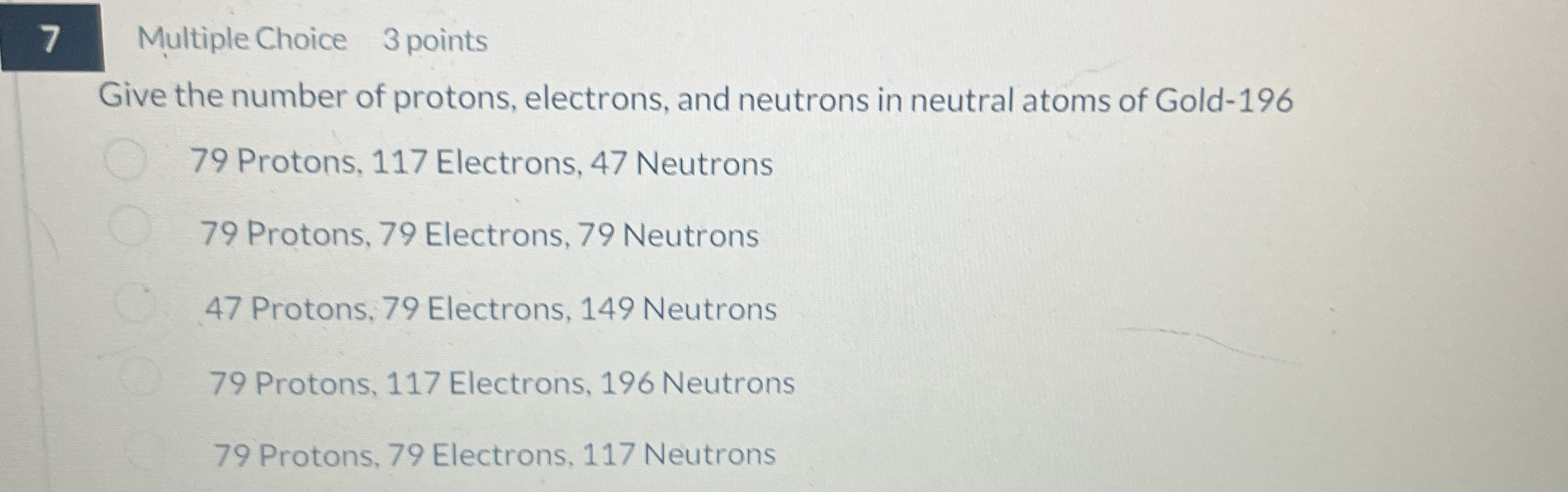 Solved 7 ﻿Multiple Choice 3 ﻿pointsGive the number of | Chegg.com