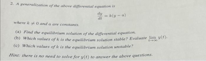 Solved 2. A generalization of the above differential | Chegg.com
