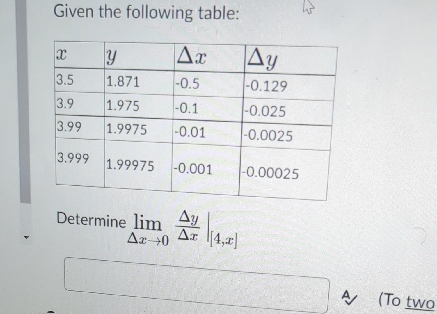 Solved Given the following table: Determine | Chegg.com