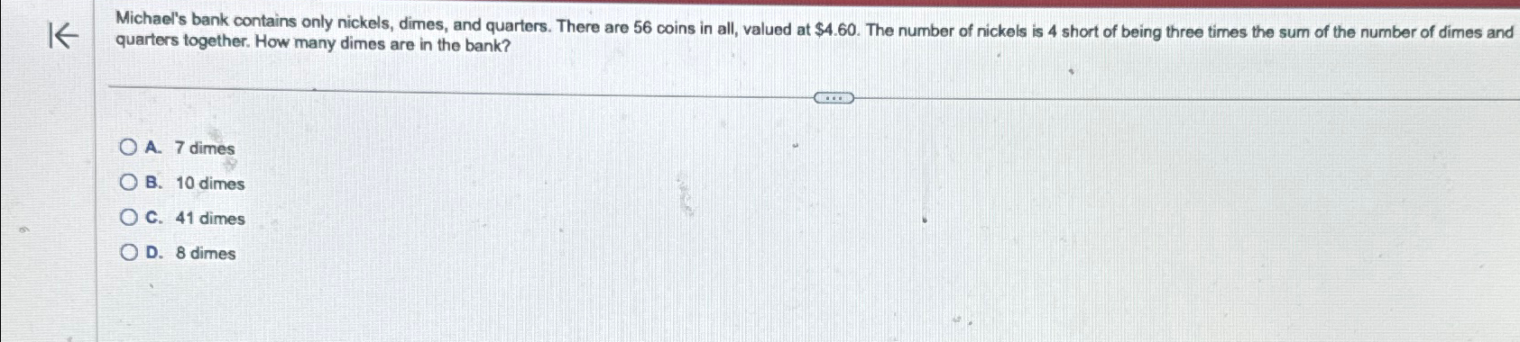 Solved Michael's bank contains only nickels, dimes, and | Chegg.com