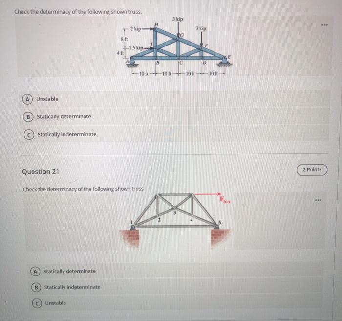 Solved Check the determinacy of the following shown truss. 3 | Chegg.com