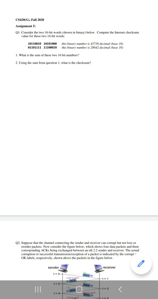 Solved CS420(G), Fall 2020 Assignment 5: Q1: Consider the | Chegg.com