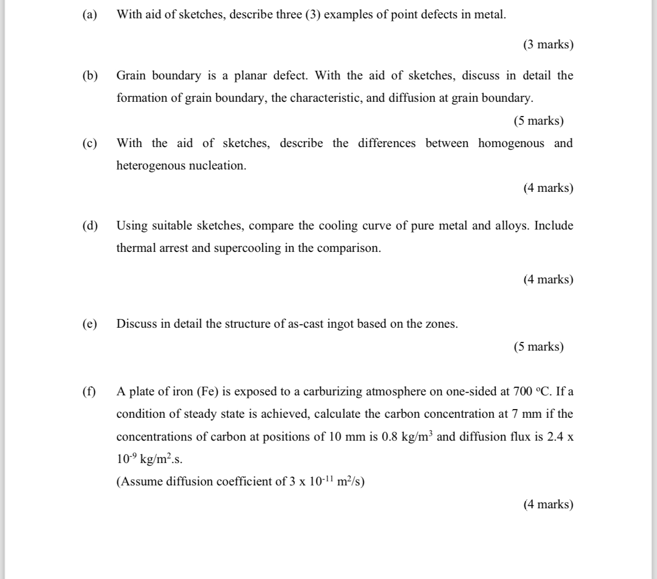 Solved (a) ﻿With aid of sketches, describe three (3) | Chegg.com