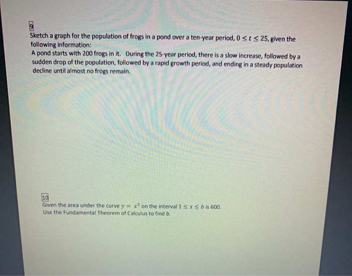 Solved 9 Sketch a graph for the population of frogs in a | Chegg.com