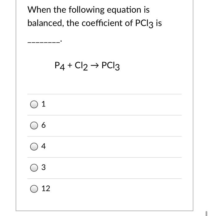 Solved When the following equation is balanced, the | Chegg.com
