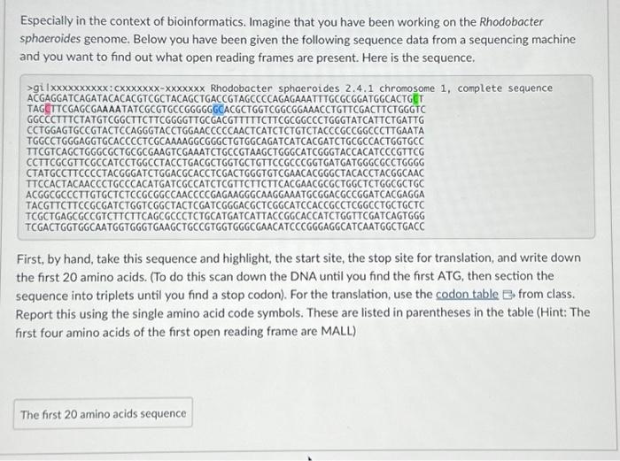 Solved Especially in the context of bioinformatics. Imagine | Chegg.com