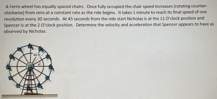 Solved A Ferris wheel has equally spaced chairs. Once fully | Chegg.com