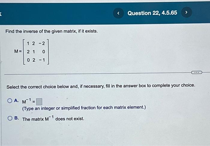 Solved Find the inverse of the given matrix, if it exists. | Chegg.com
