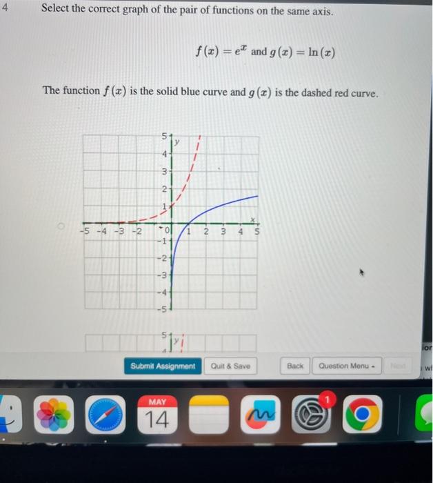 Select the correct graph of the pair of functions on | Chegg.com