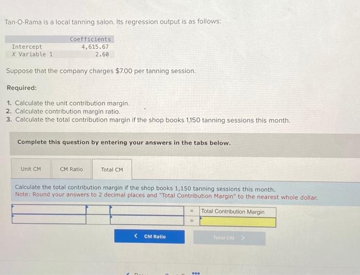 Solved Tan-O-Rama is a local tanning salon. Its regression | Chegg.com
