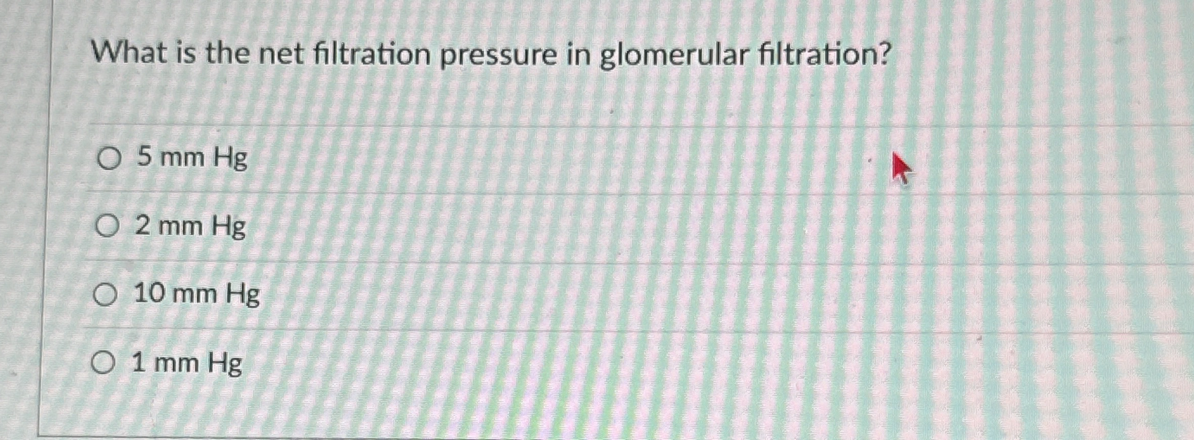 Solved What is the net filtration pressure in glomerular | Chegg.com