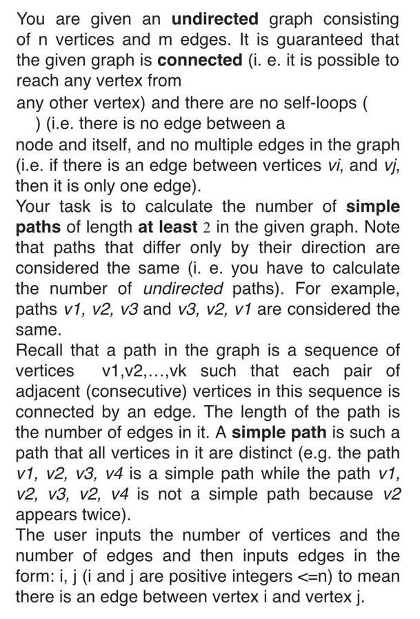 Solved You are given an undirected graph consisting of n | Chegg.com