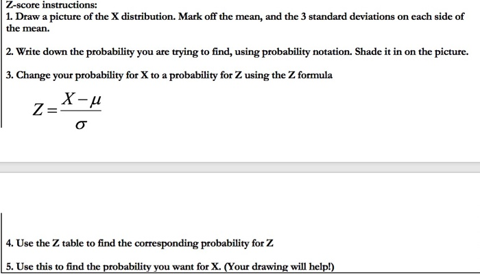Z-score instructions: 1. Draw a picture of the X | Chegg.com
