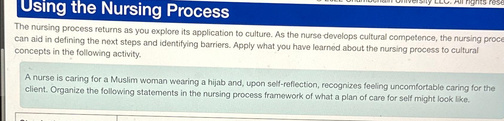 Solved Using the Nursing ProcessThe nursing process returns | Chegg.com