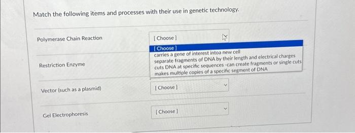 Solved Match the following items and processes with their | Chegg.com