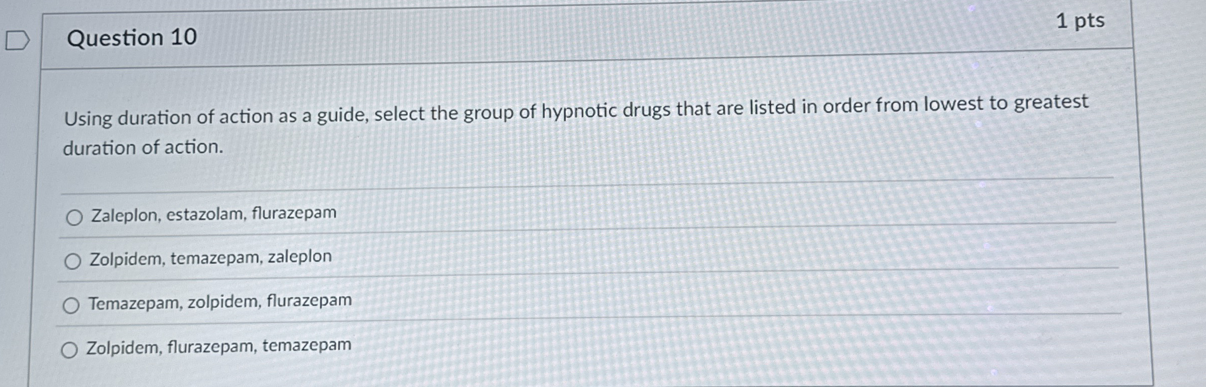 High Quality SOLUTION Question 101 ﻿ptsUsing duration of action as a guide, | Chegg.com