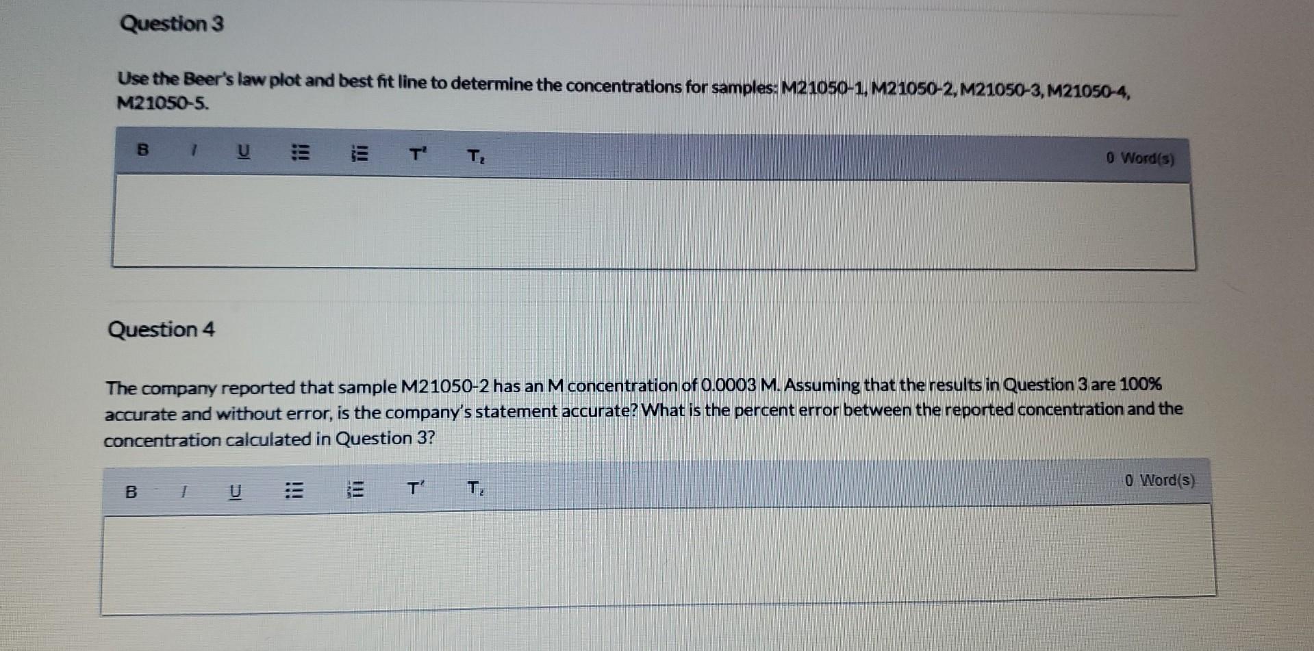 Solved Create a Beer's law plot and best fit line using the | Chegg.com