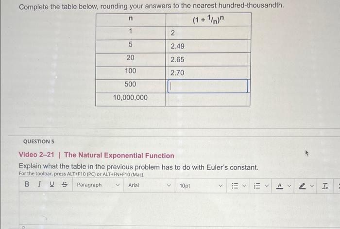 Solved Video 2-21 | The Natural Exponential Function Explain | Chegg.com