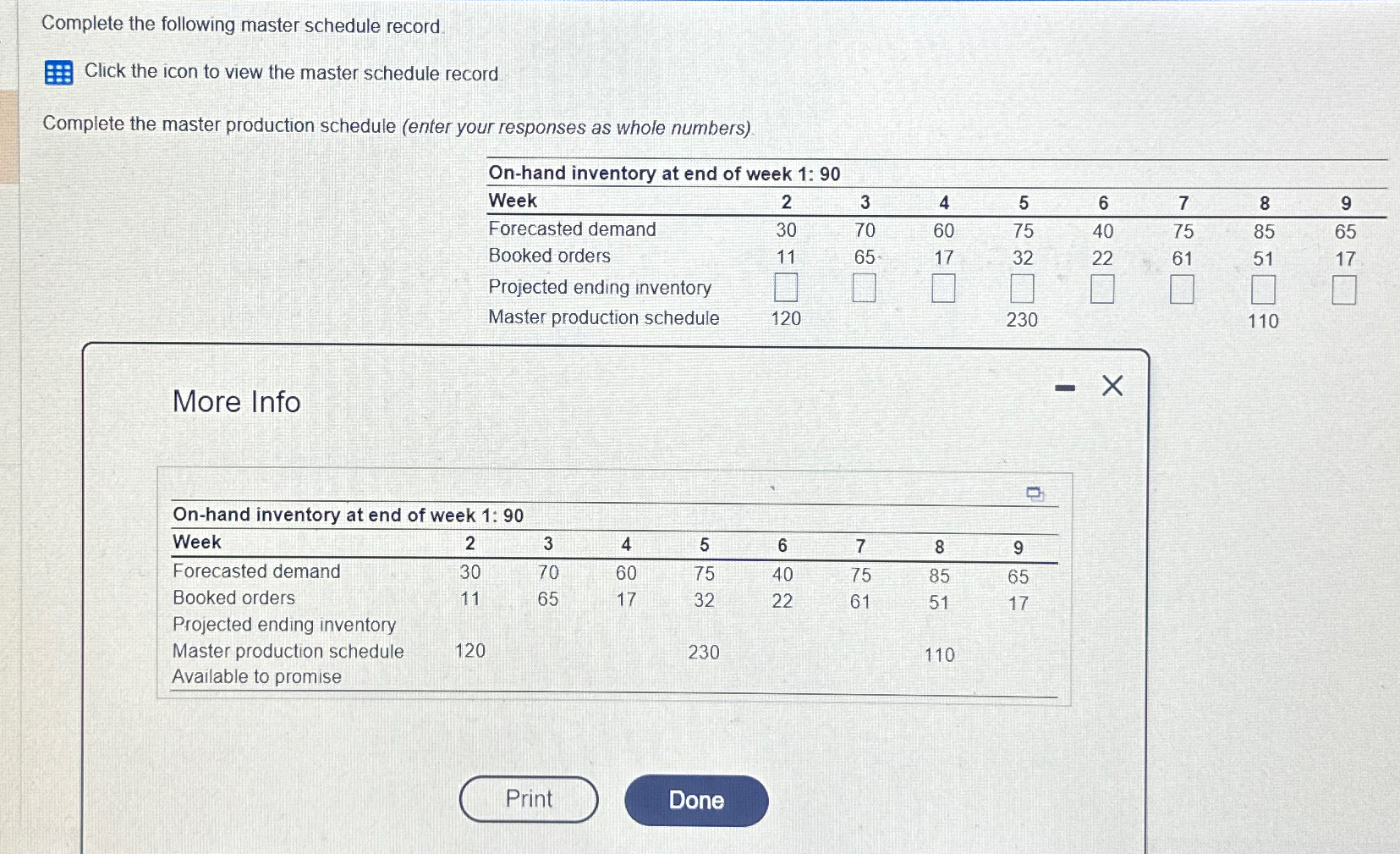 Solved Complete the following master schedule record.Click | Chegg.com