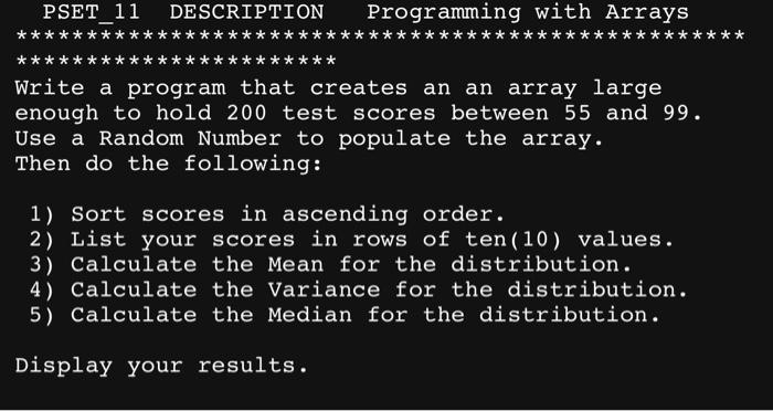 Solved Pset 11 Description Programming With Arrays