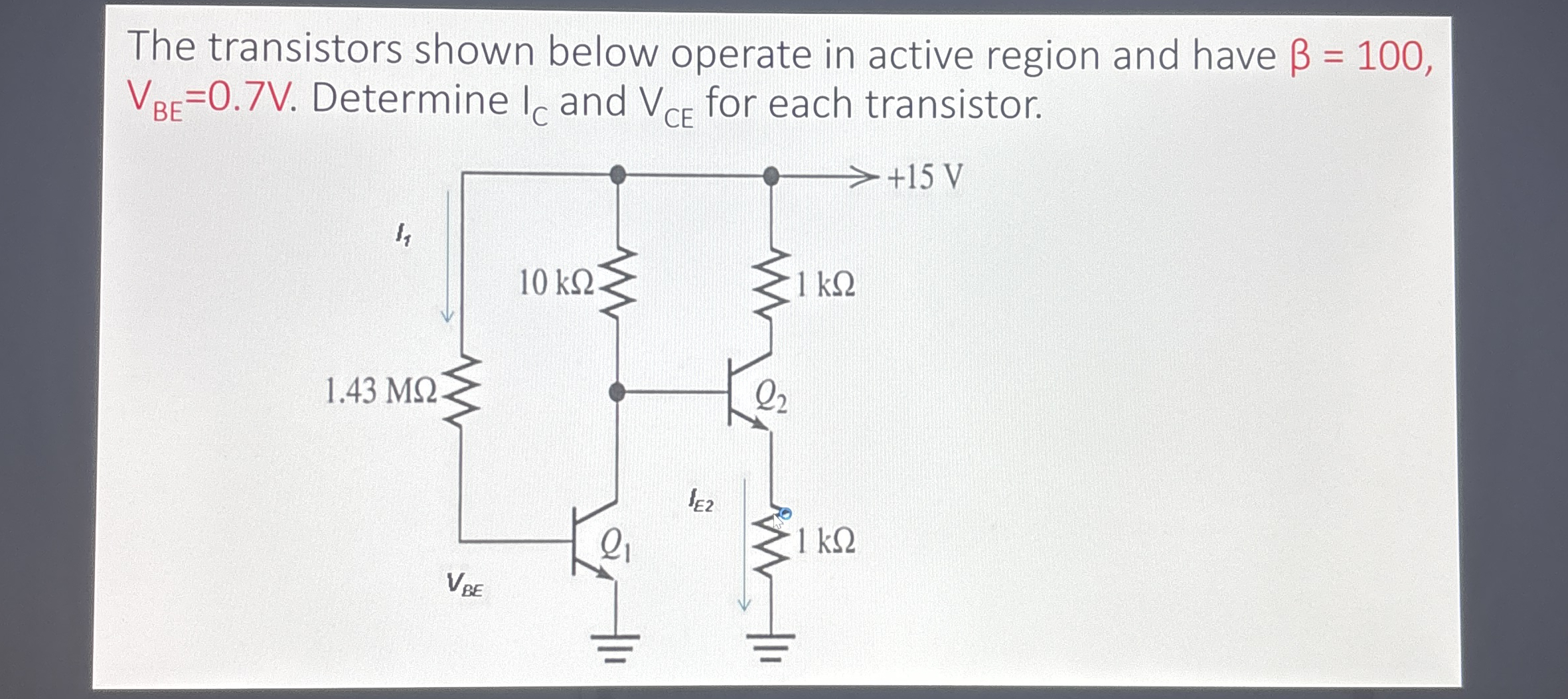 Solved The transistors shown below operate in active region | Chegg.com