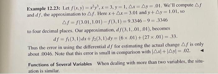 Solved Exercises 12.4.19 Calculate f and df in Example | Chegg.com