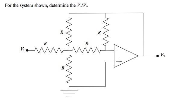 Solved For the system shown, determine the V/V. R R R Vi V. | Chegg.com