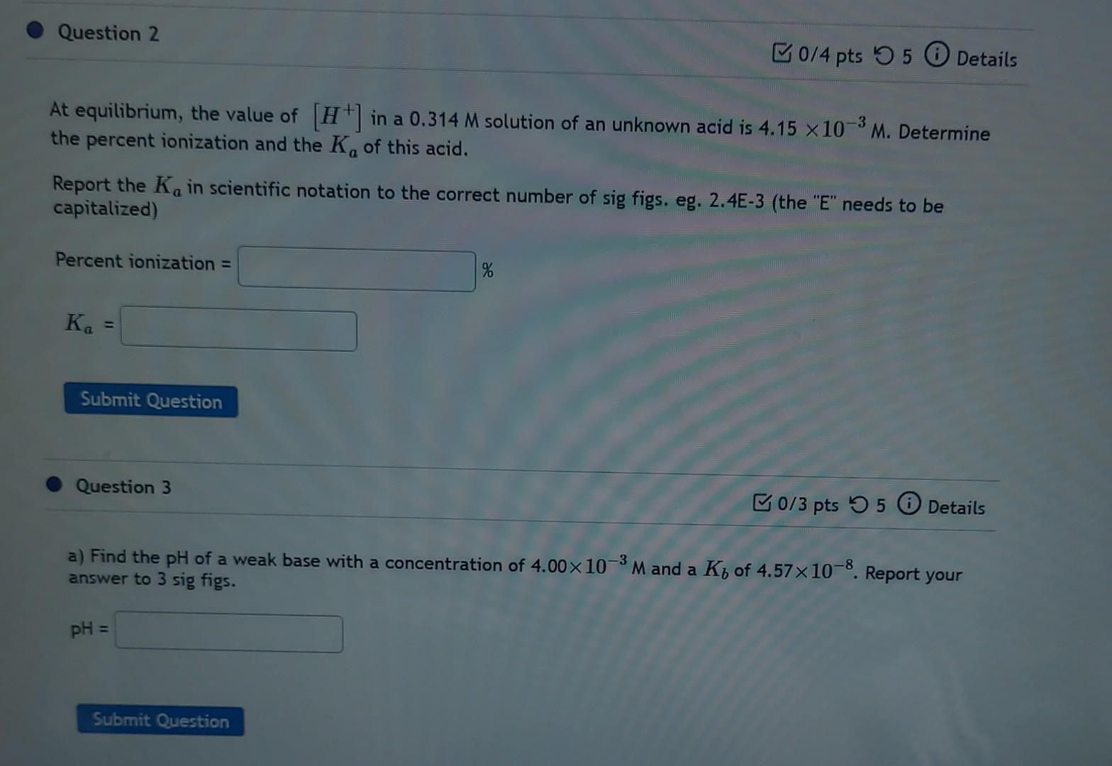 Solved At equilibrium, the value of [H+]in a 0.314M solution | Chegg.com