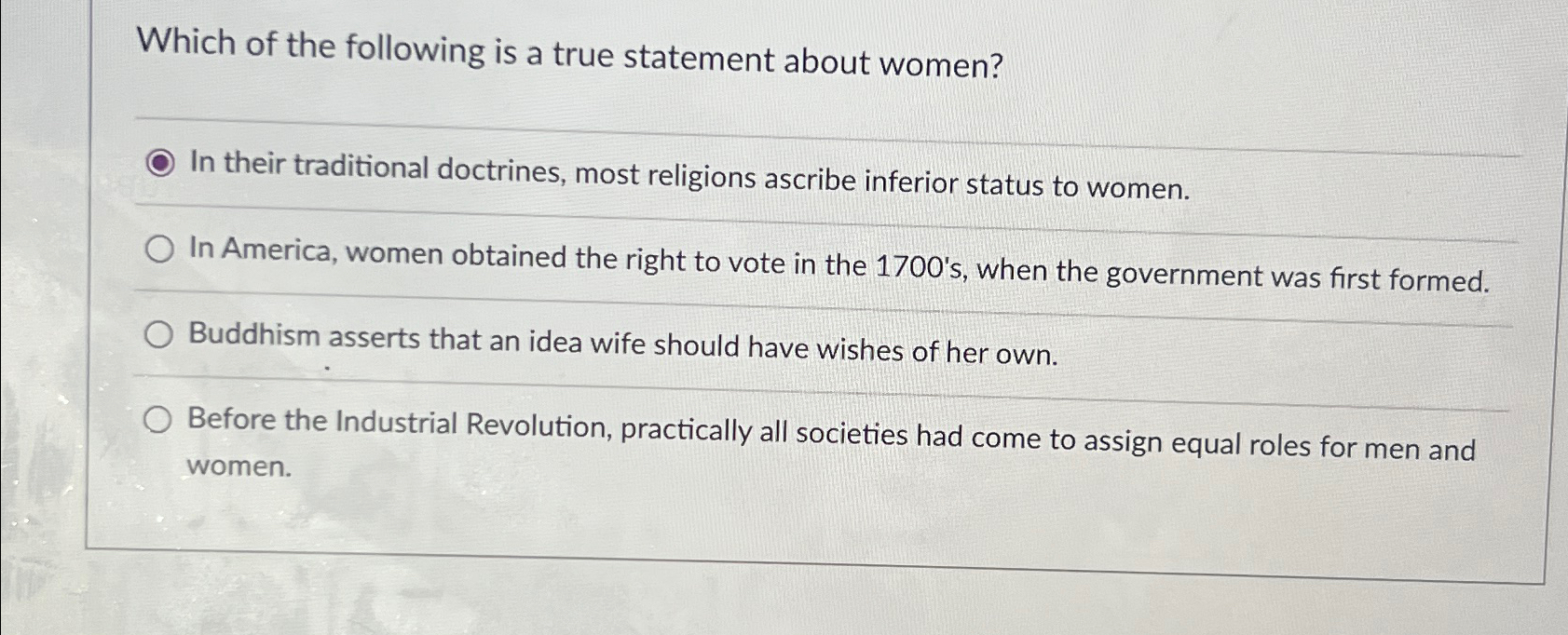 Solved Which of the following is a true statement about | Chegg.com