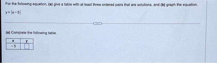 Solved For the following equation, (a) give a table with at | Chegg.com