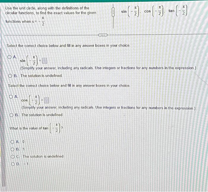 Solved Use the unit circle, along with the definitions of | Chegg.com