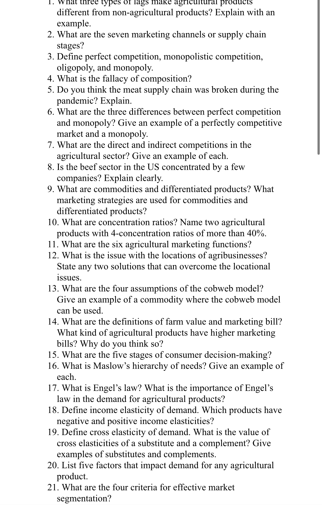 different from non-agricultural products? Explain | Chegg.com