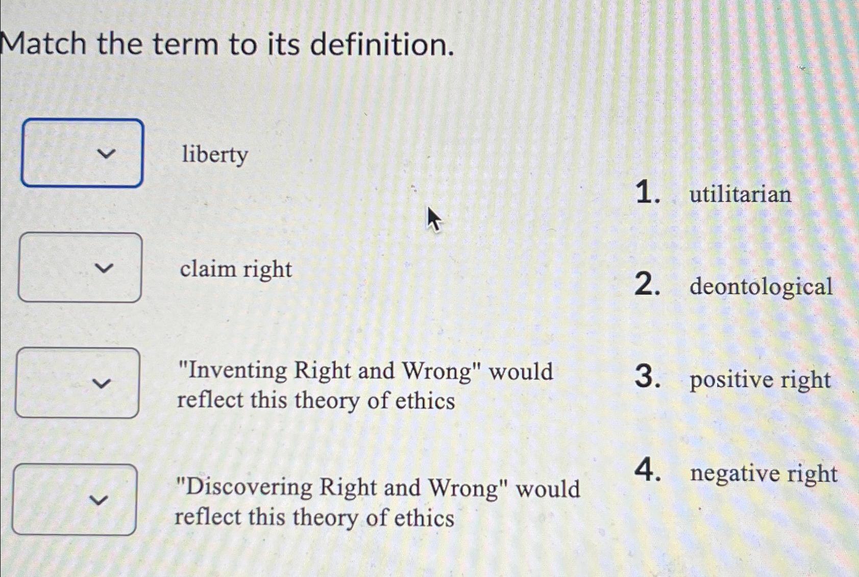 Solved Match the term to its definition.libertyclaim right2. | Chegg.com