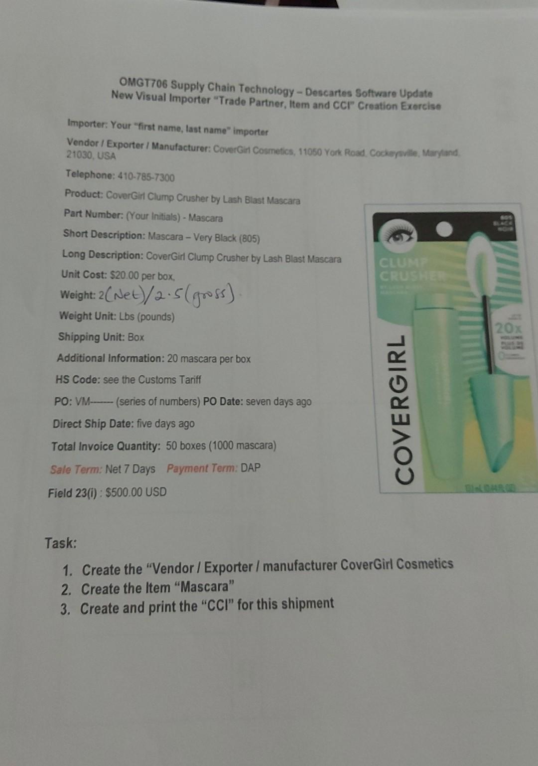 Solved Task: 1. Create the "Vendor / Exporter / manufacturer | Chegg.com