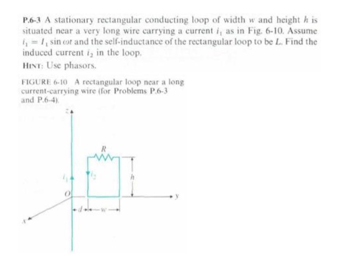 Solved P.6-3 A stationary rectangular conducting loop of | Chegg.com