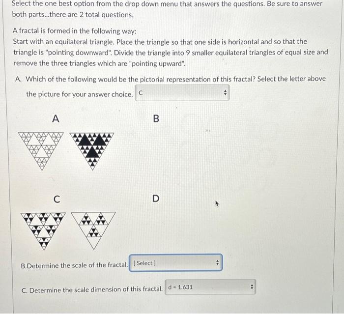 Solved Select the one best option from the drop down menu | Chegg.com