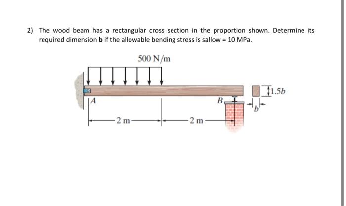 Solved 2) The wood beam has a rectangular cross section in | Chegg.com