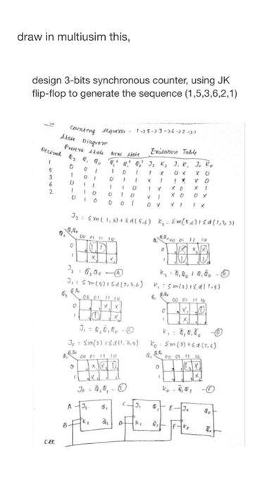 Solved draw in multiusim this, design 3-bits synchronous | Chegg.com