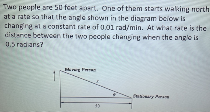 Solved Two people are 50 feet apart. One of them starts | Chegg.com