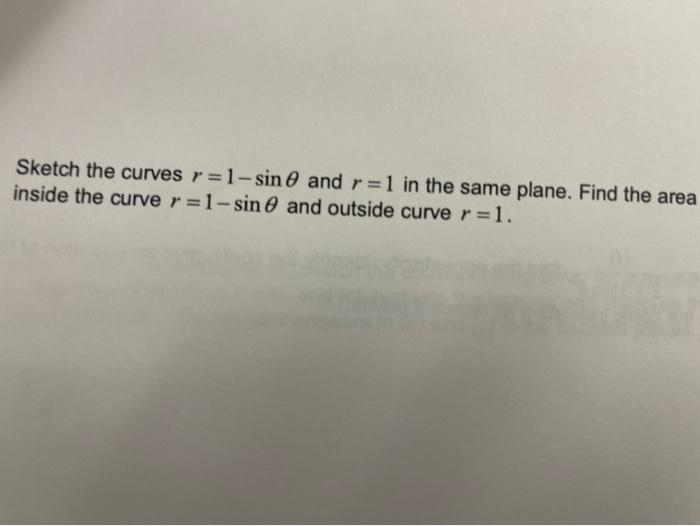 Solved Sketch the curves r=1−sinθ and r=1 in the same plane. | Chegg.com