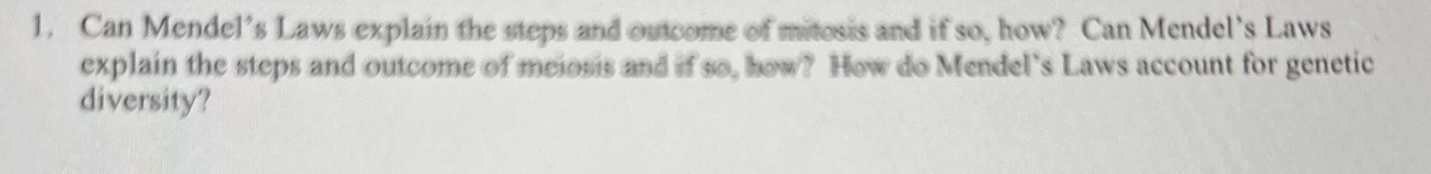 Solved Can Mendel's Laws explain the steps and outcome of | Chegg.com