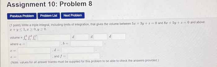 Solved Assignment 10: Problem 8 Previous Problem Problem | Chegg.com