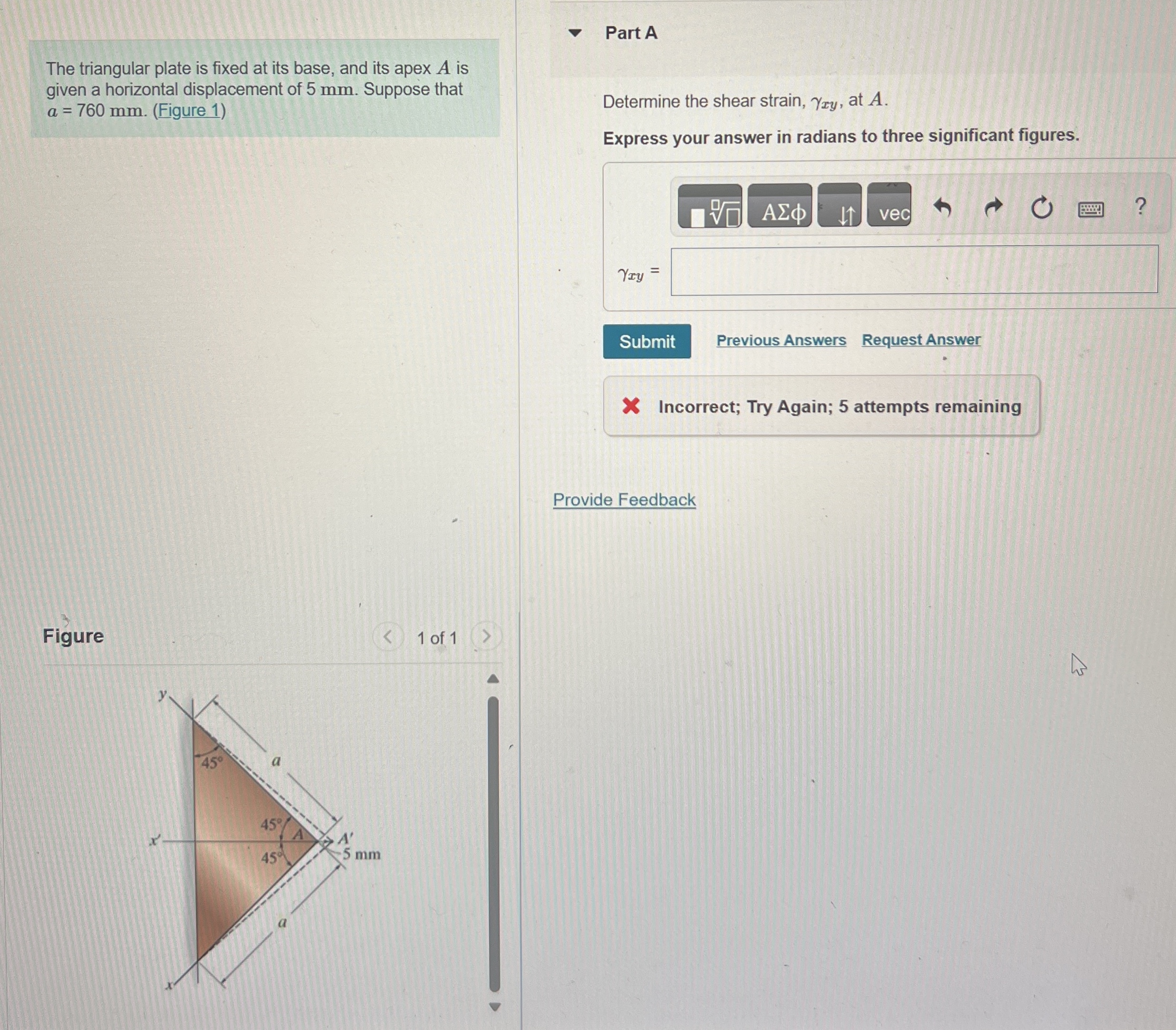 Solved Part AThe triangular plate is fixed at its base, and | Chegg.com