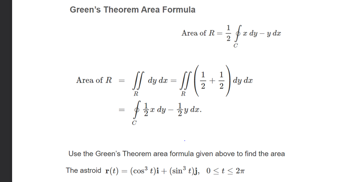 Solved Green's Theorem Area FormulaArea of | Chegg.com