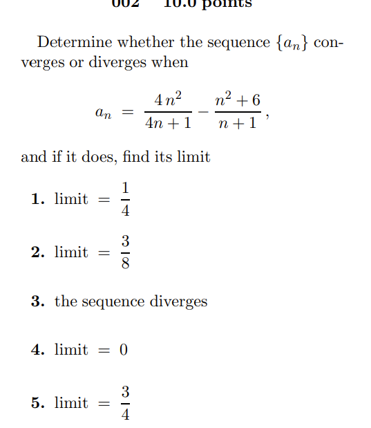 Solved Determine whether the sequence {an} ﻿con-verges or | Chegg.com