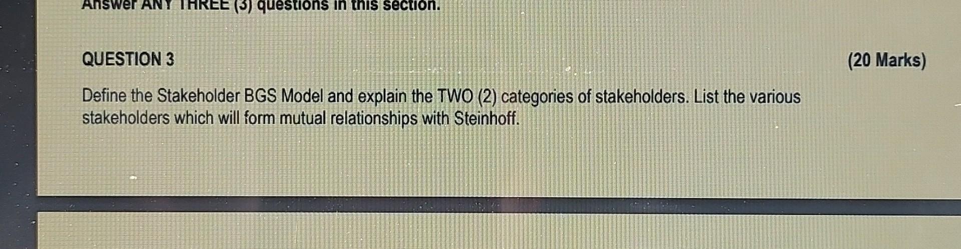 Solved Define the Stakeholder BGS Model and explain the TWO | Chegg.com
